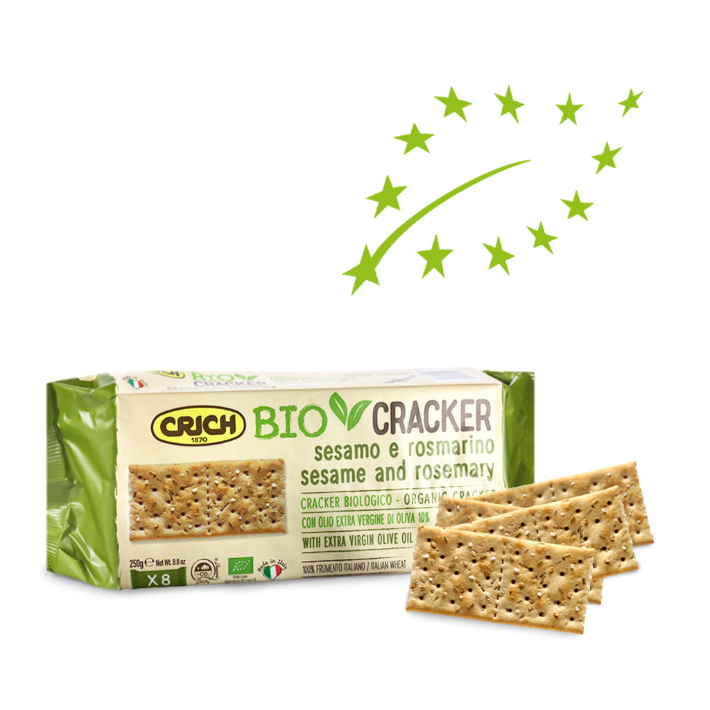 Cracker biologici - Bio Cracker salati con sesamo e rosmarino - Crich ...